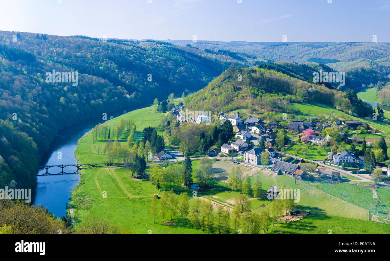 The village of Frahan-sur-Semois on the La Semois river in southeast ...