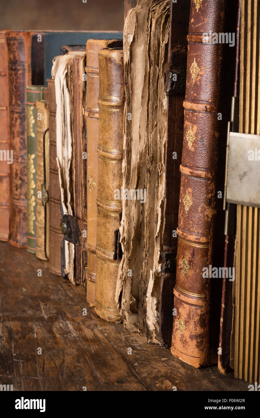Vintage image of antique books with copy space Stock Photo - Alamy