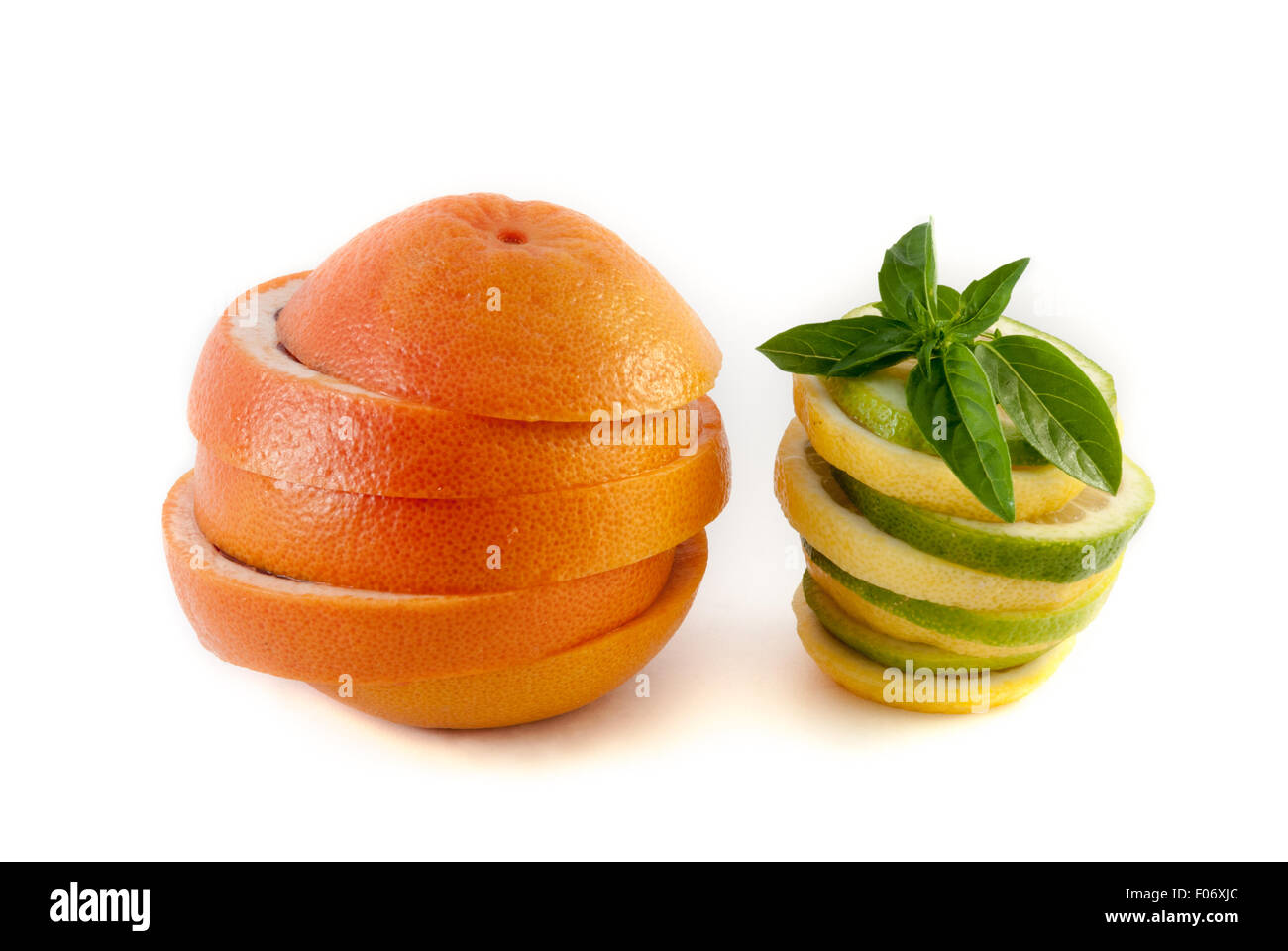 fresh grapefruit and lemon sliced isolated on white background Stock ...