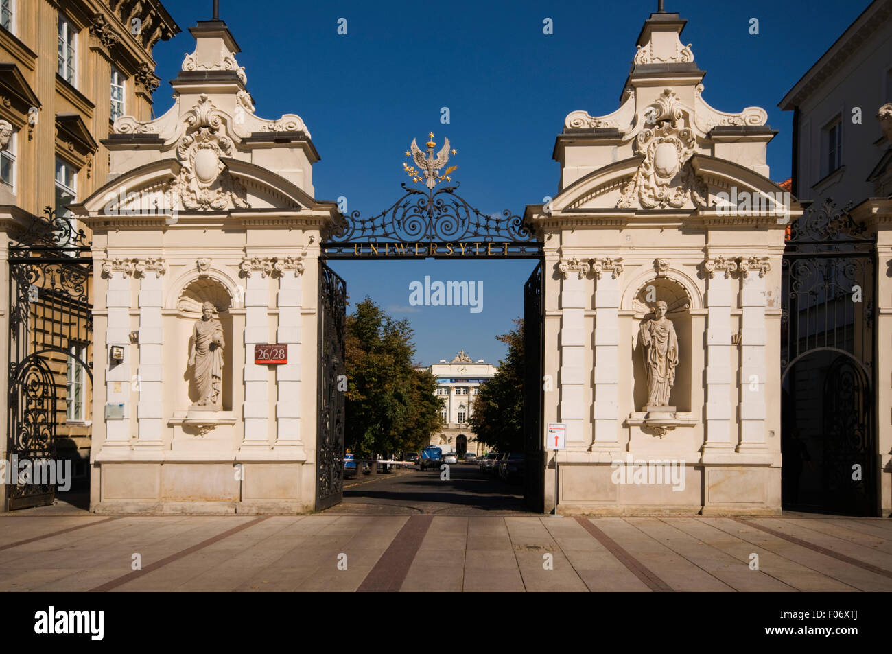 EUROPE, POLAND, Warsaw, Krakowskie Przedmiescie, University gates Stock ...