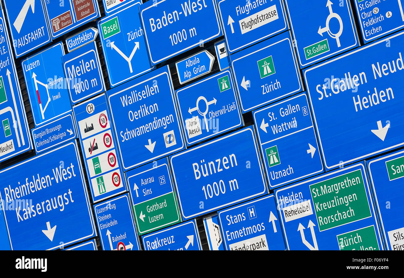 Collection of the swiss road signs Stock Photo - Alamy
