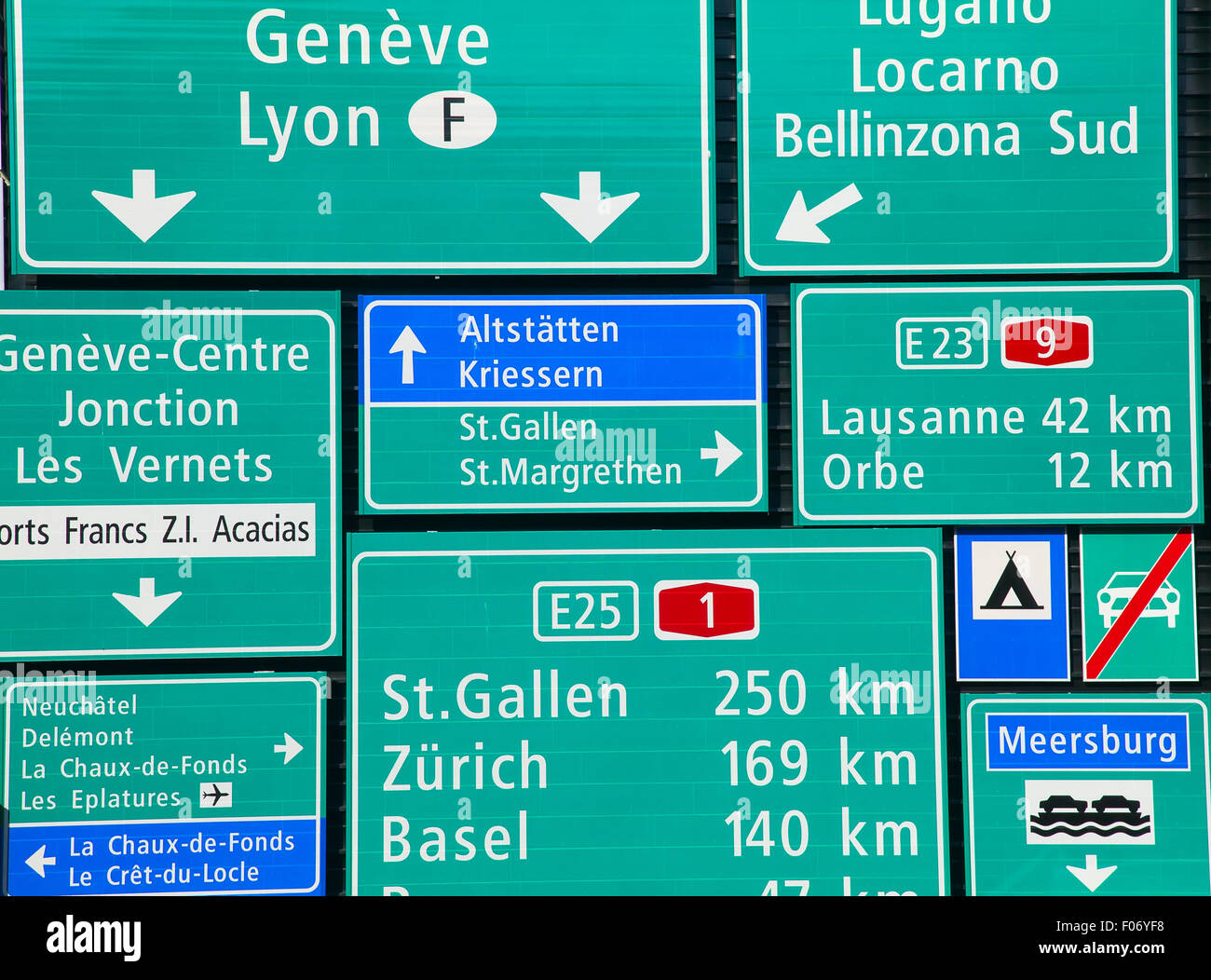 Collection of the swiss road signs Stock Photo - Alamy
