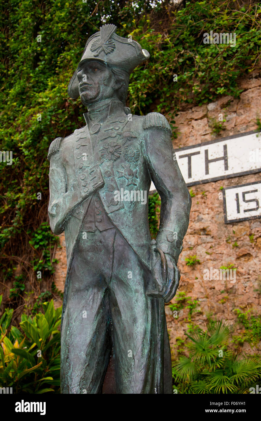 Statue of Lord Nelson on the Rock of Gibraltar at the entrance to the ...