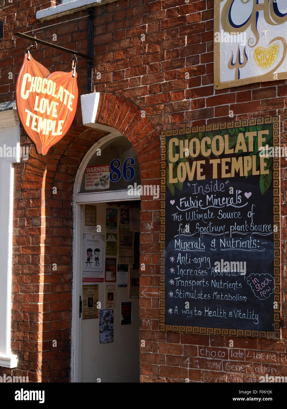 Chocolate Love Temple / Chocolate shop, Glastonbury, Somerset, UK Stock ...