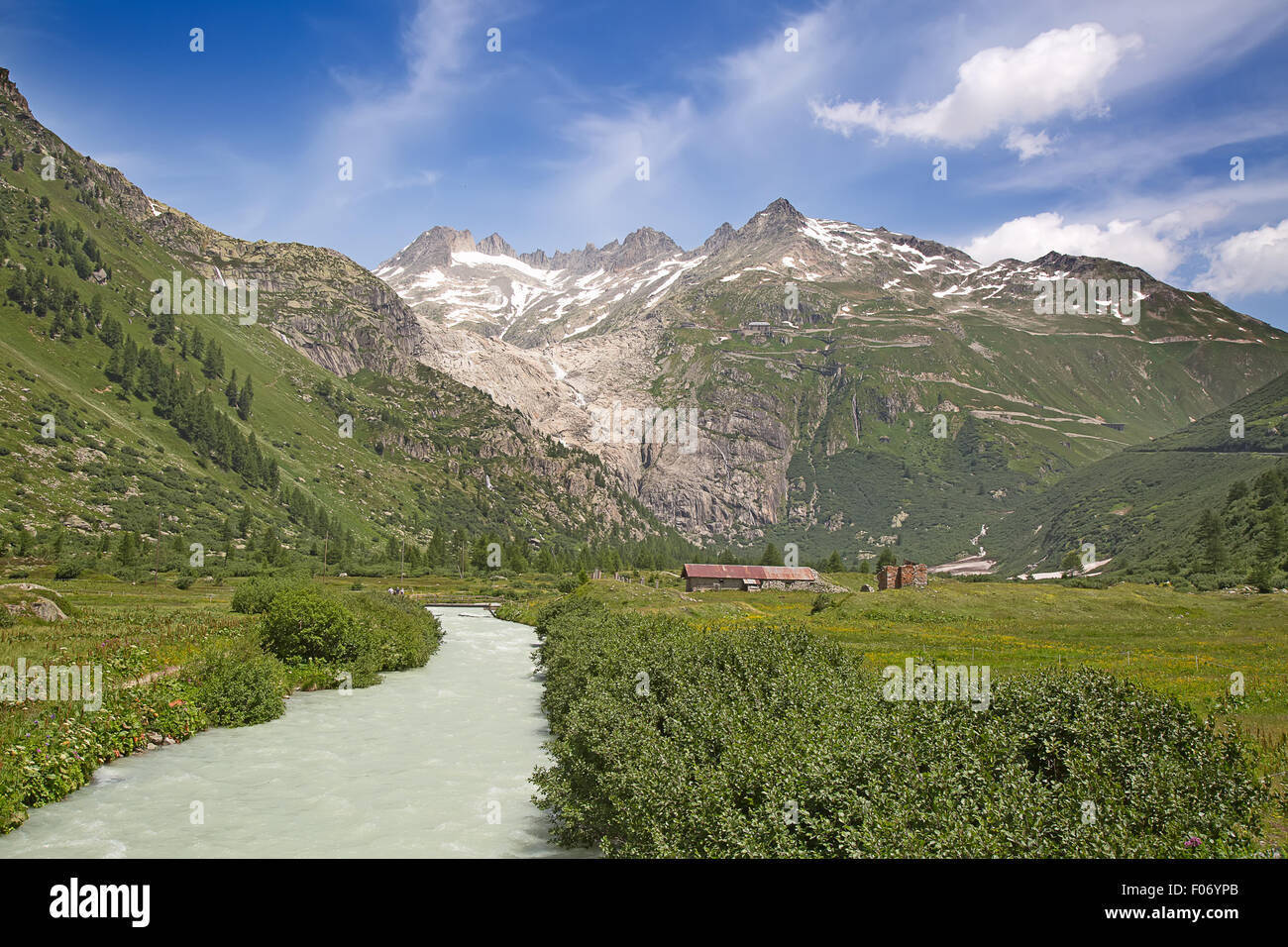 Rhone glacier, source of Rhone river Stock Photo - Alamy