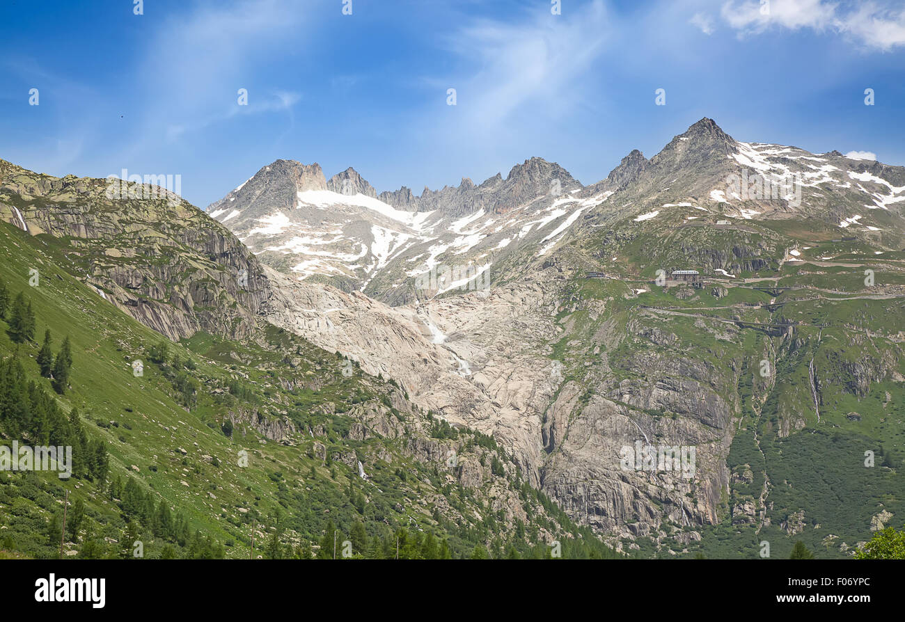 Rhone glacier, source of Rhone river Stock Photo - Alamy