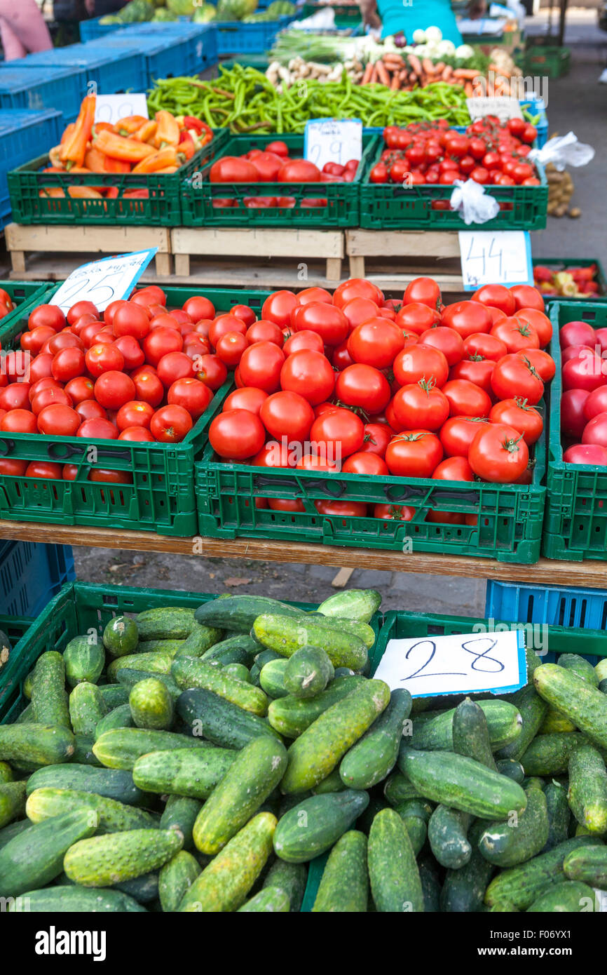 Vegetable market tomatoes Stock Photo - Alamy