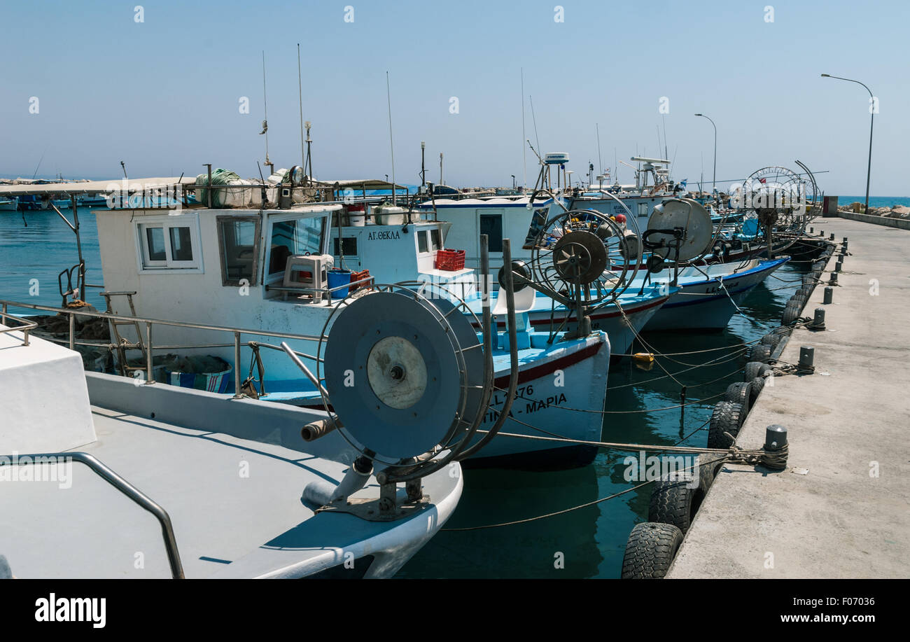 Fishing boats in harbor. Larnaca marina. Cyprus Stock Photo - Alamy