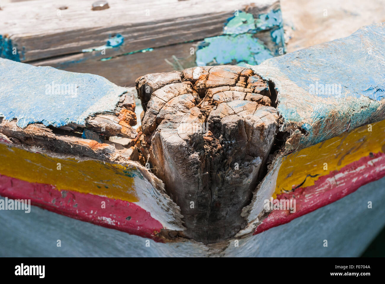 Bow of old fishing boat of traditional construction closeup Stock Photo ...