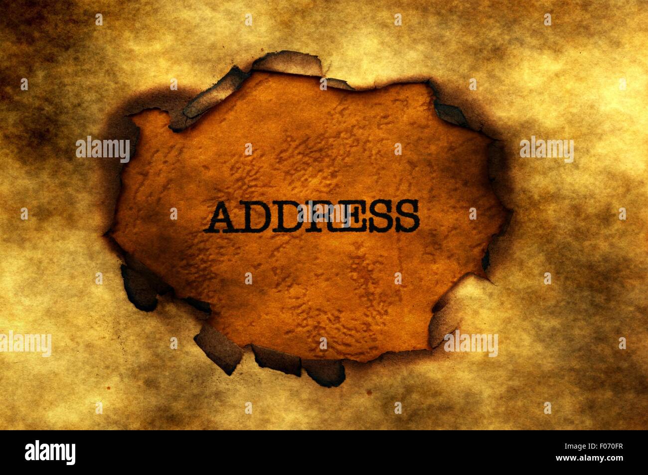 Address text on paper hole Stock Photo - Alamy