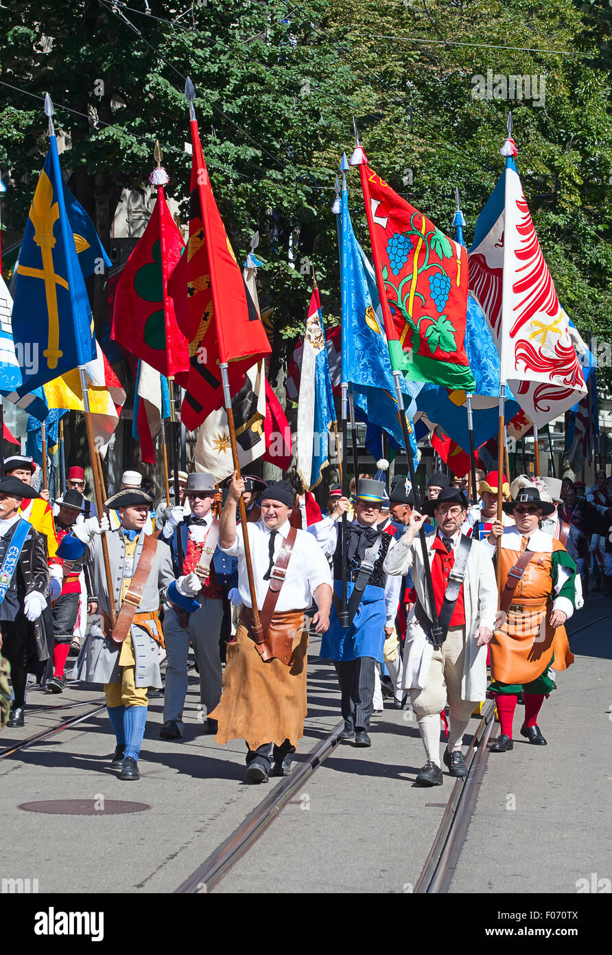 ZURICH - AUGUST 1: Swiss National Day parade on August 1, 2012 in ...
