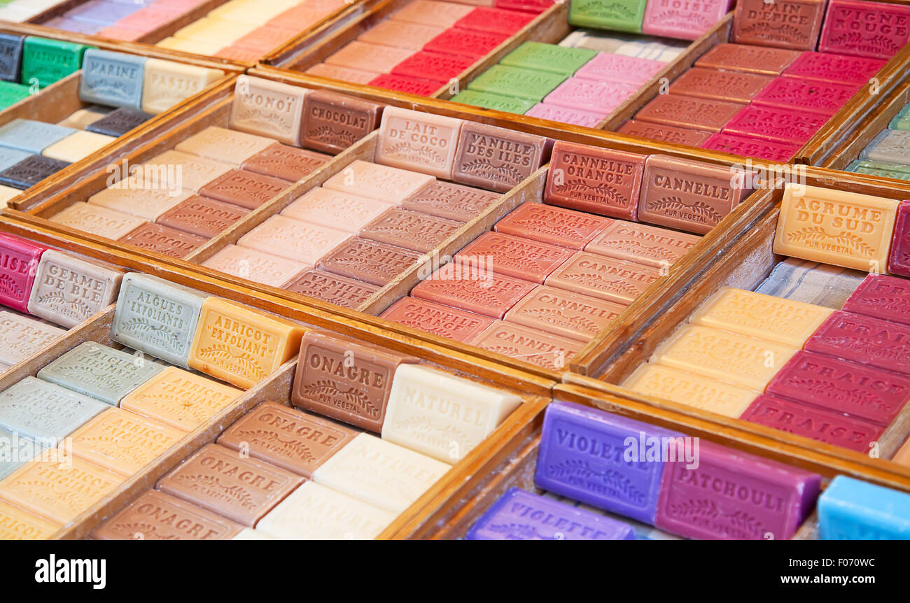 Assorted bars of various flavored soaps Stock Photo - Alamy