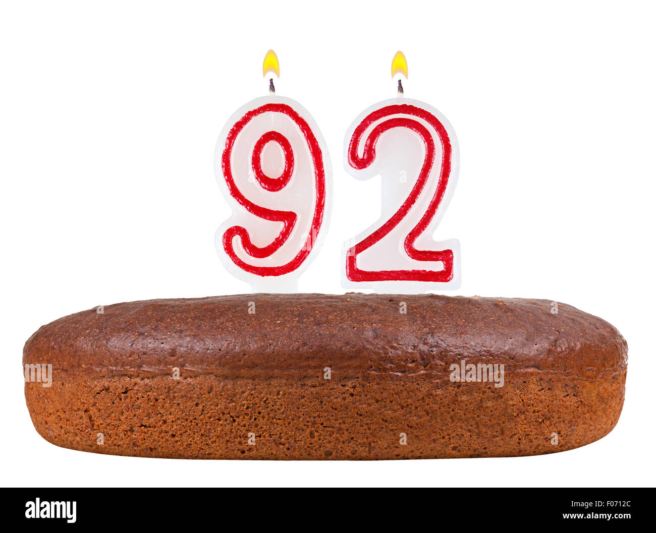 birthday cake with candles number 92 isolated on white background Stock ...