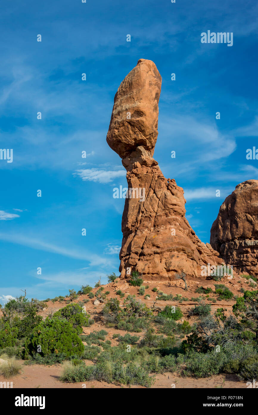 Balanced Rock, a rock formation in Arches National Park Stock Photo - Alamy