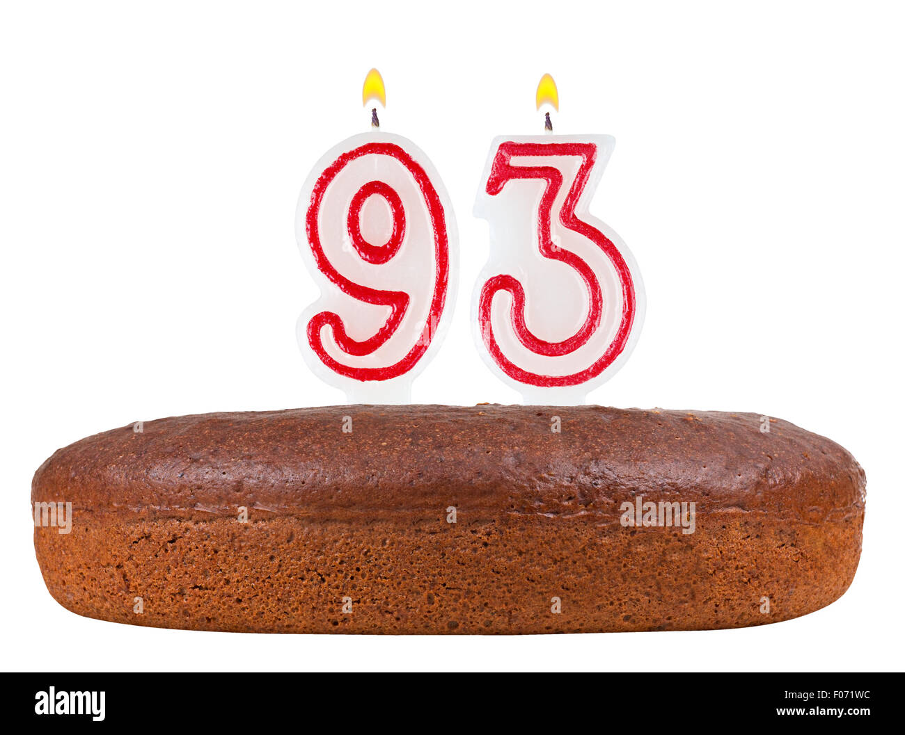 birthday cake with candles number 93 isolated on white background Stock ...