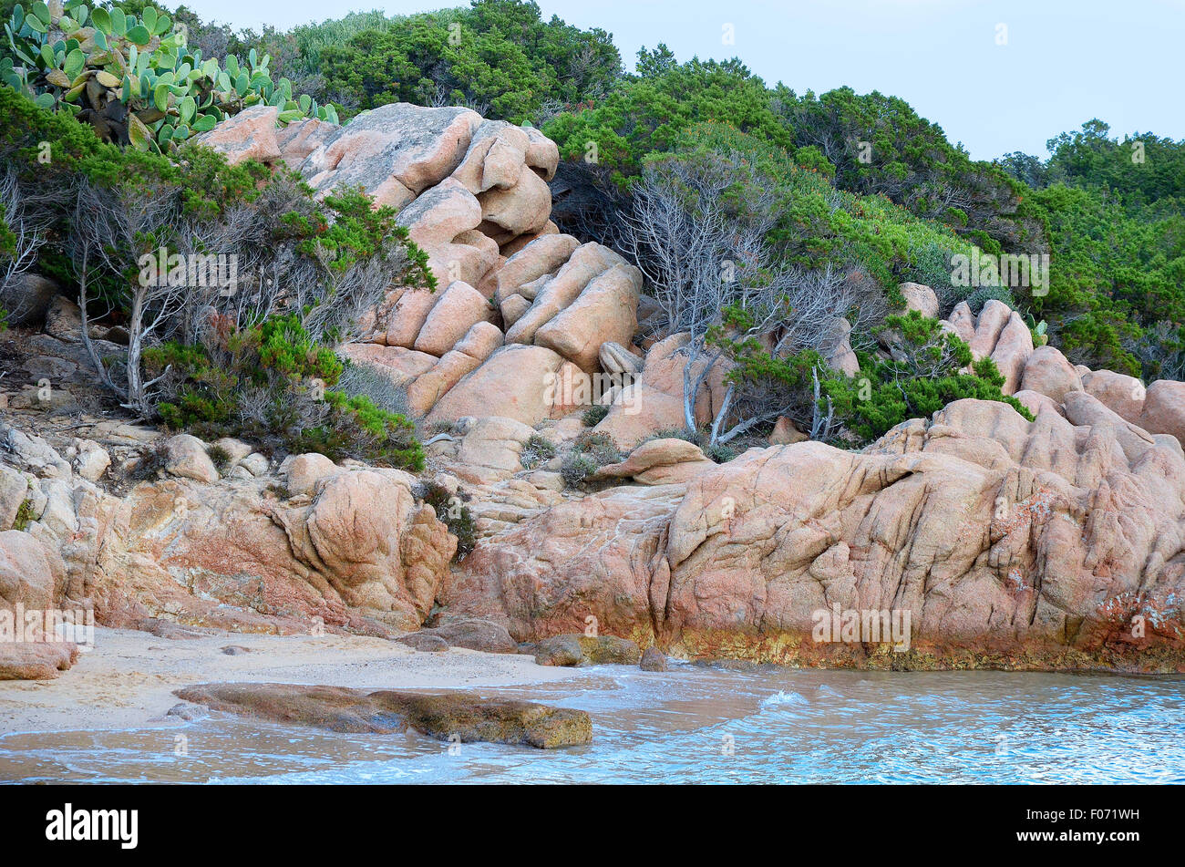 Costa Smeralda,Sardinia,Italy: rocks of pink granite in the beach of ...