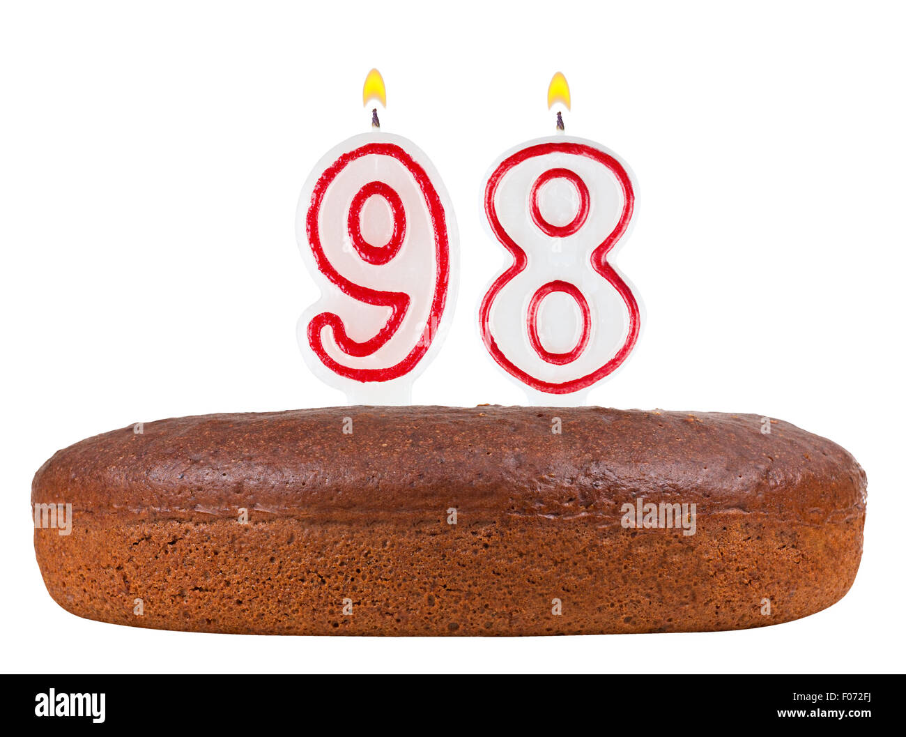birthday cake with candles number 98 isolated on white background Stock ...