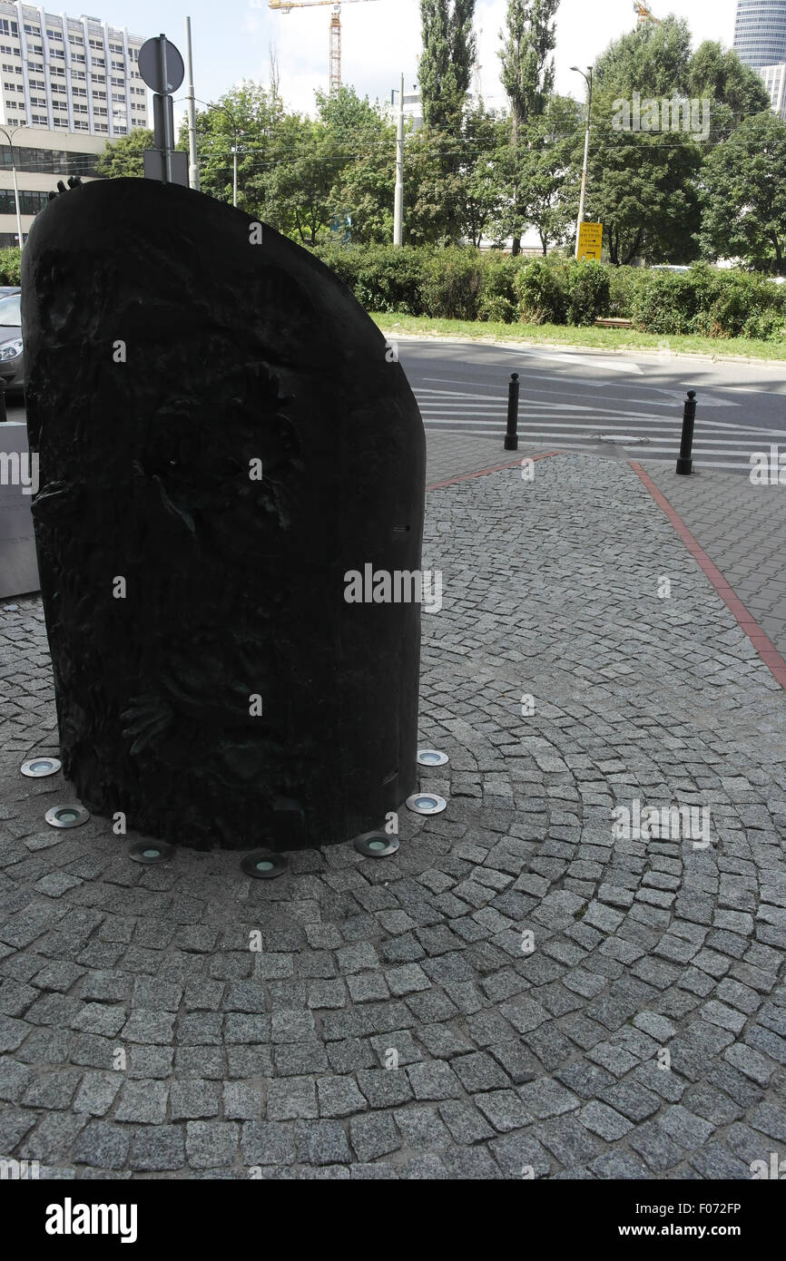Monument sunny bronze replica manhole hatch canal standing centre ...