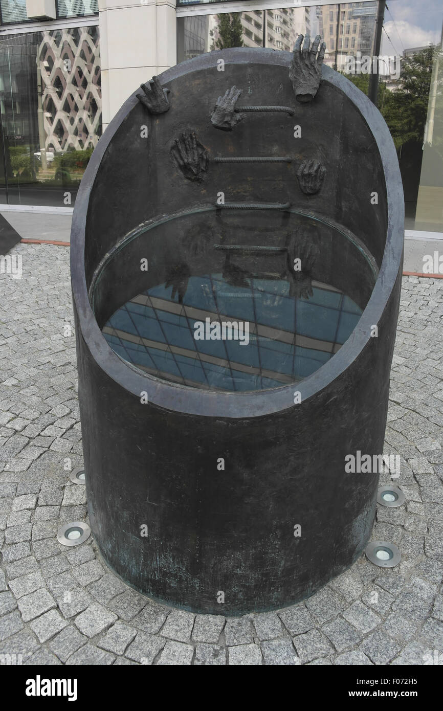 Glass office building skyscraper tower reflecting glass base manhole ...