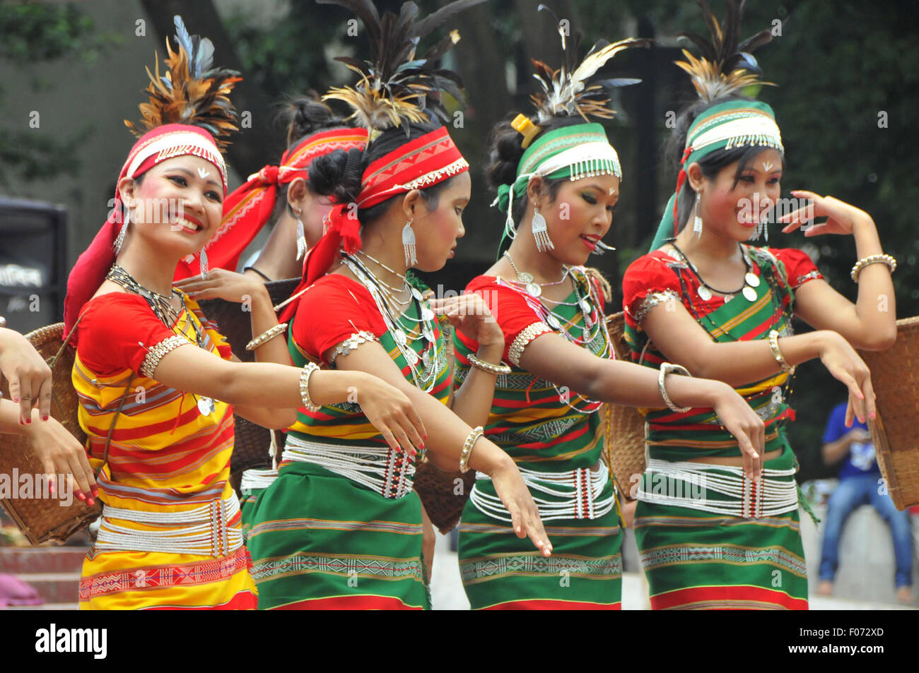 Dhaka, Bangladesh. 9th Aug, 2015. Bangladeshi tribal people take part ...