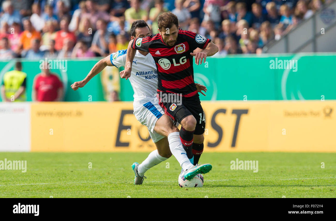 Leverkusen's Admir Mehmedi and Lotte's Tim Gorschlueter vie for the ...