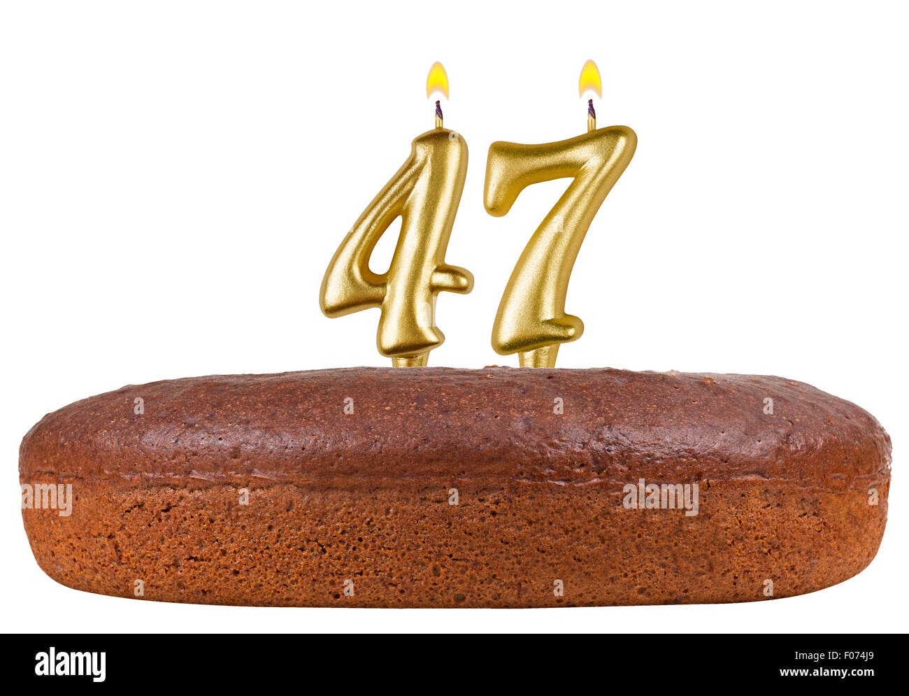 birthday cake with candles number 47 isolated on white background Stock ...