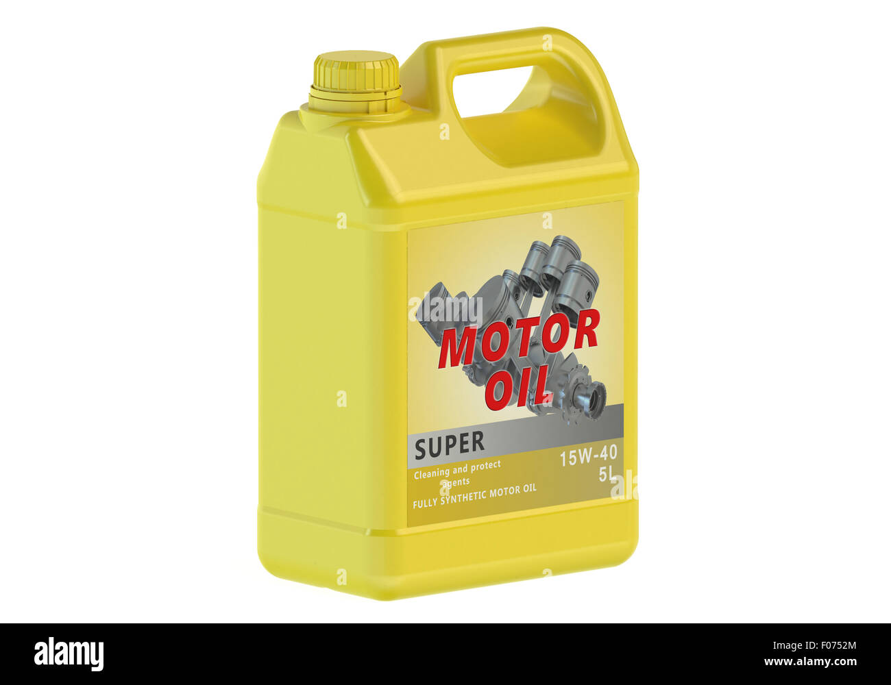 yellow canister motor oil isolated on white background Stock Photo - Alamy
