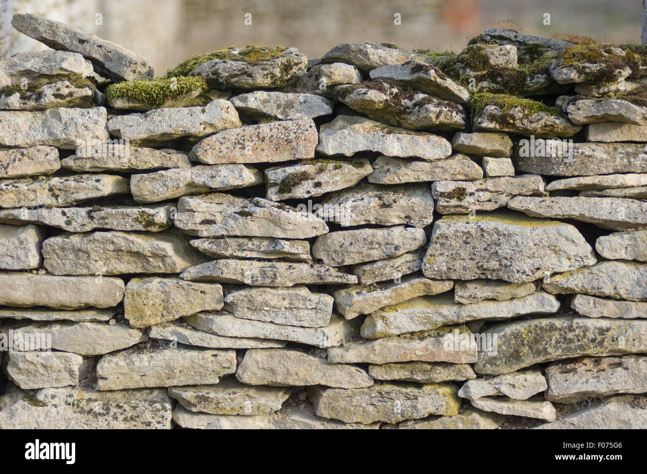 Oxfordshire, England. Detail of a dry stone wall Stock Photo - Alamy