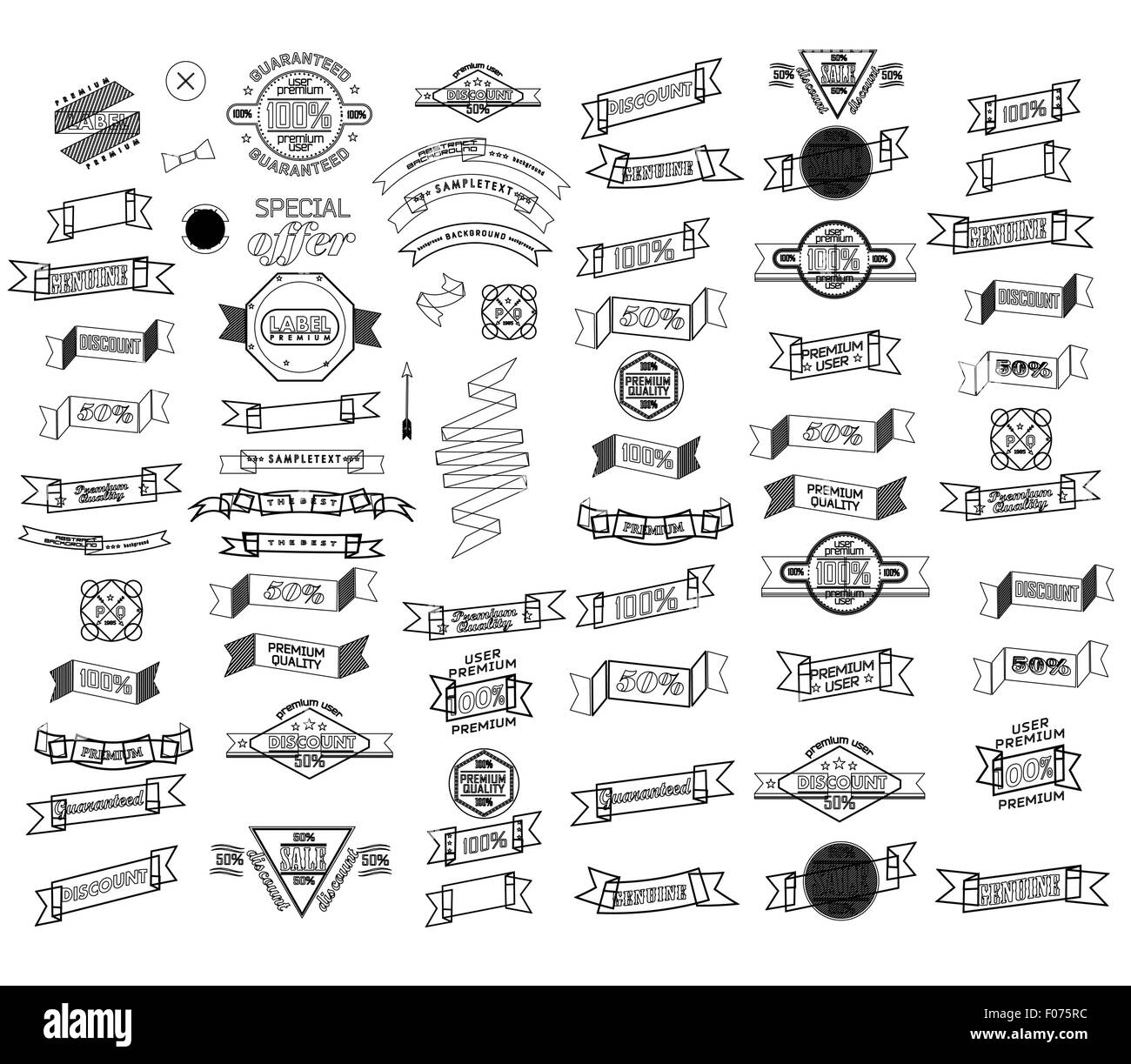 Mega set of thin line retro ribbons Stock Vector Image & Art - Alamy