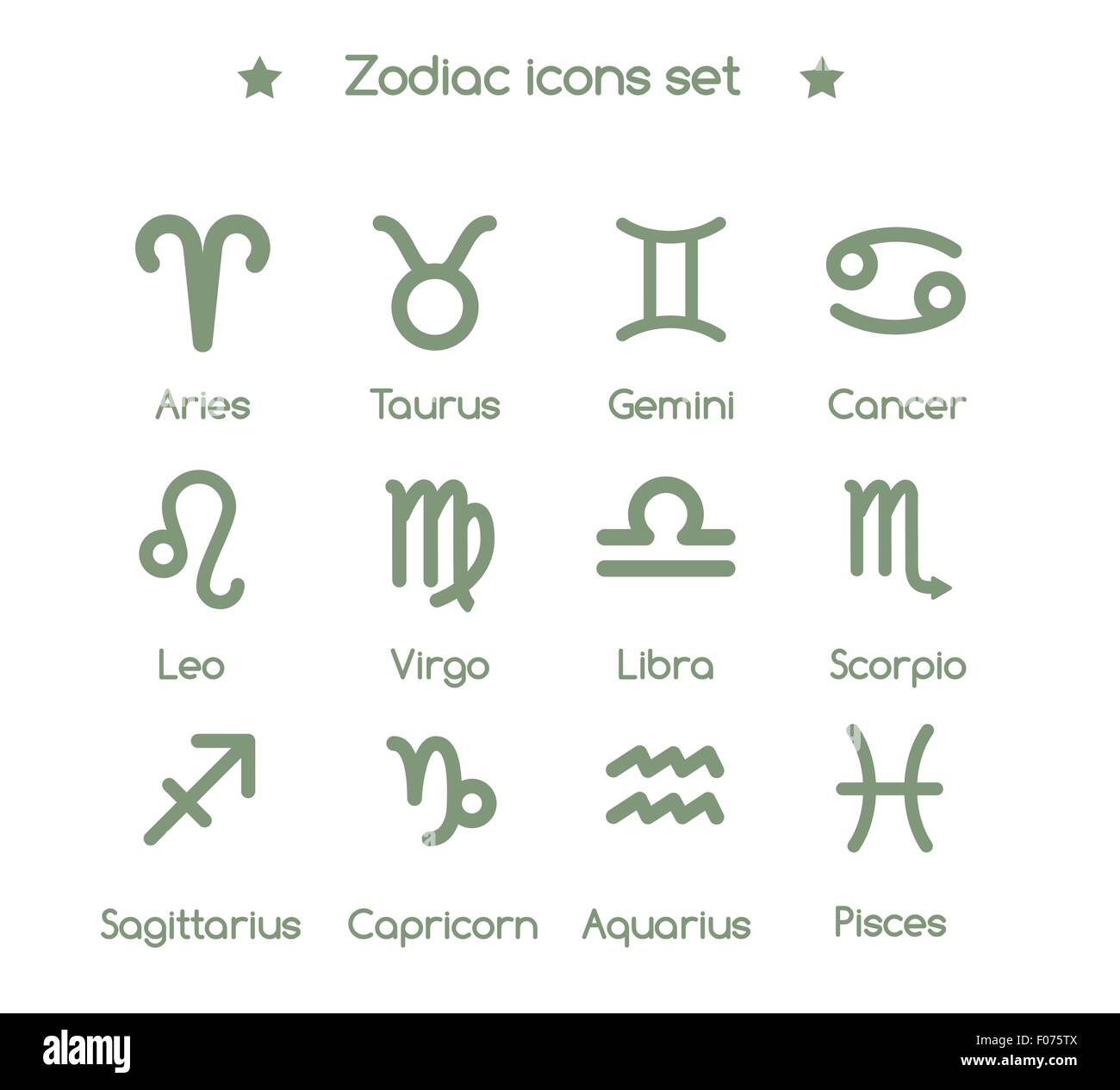 Zodiac symbols set hi-res stock photography and images - Alamy