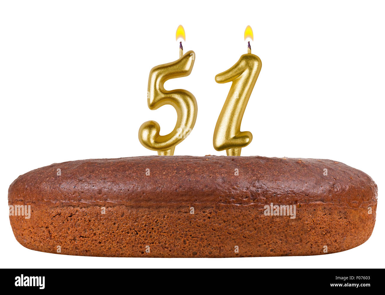 birthday cake with candles number 51 isolated on white background Stock ...