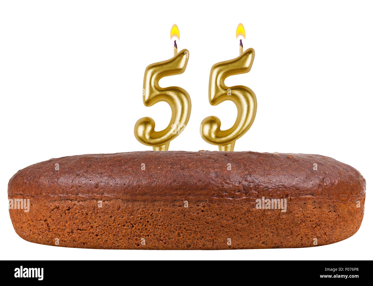 birthday cake with candles number 55 isolated on white background Stock ...