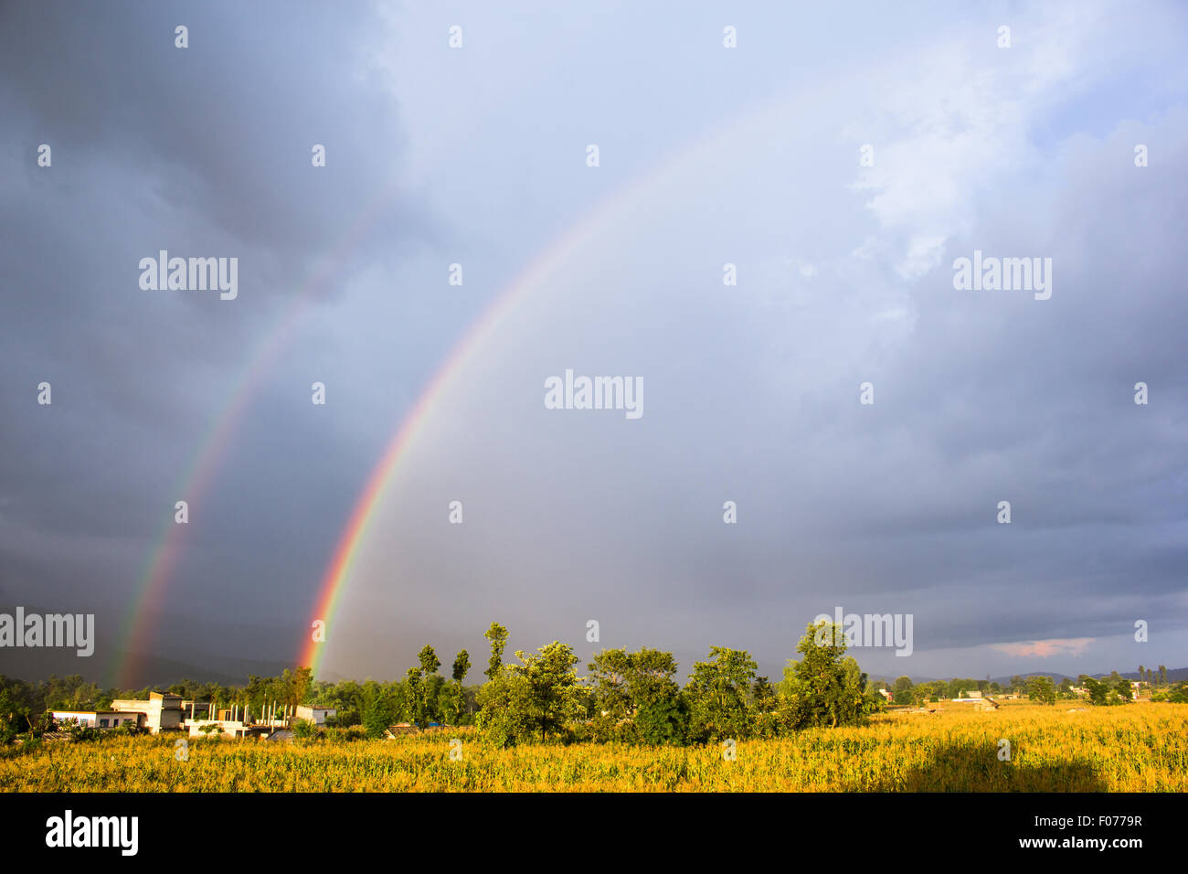 Rainbow over a cornfield hi-res stock photography and images - Alamy