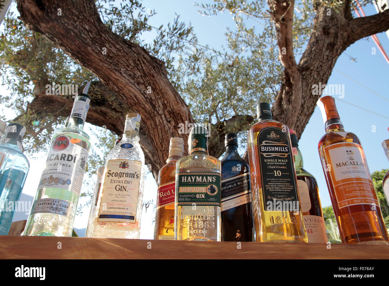 liqueurs bottles bar Alcohol spirit group Stock Photo - Alamy