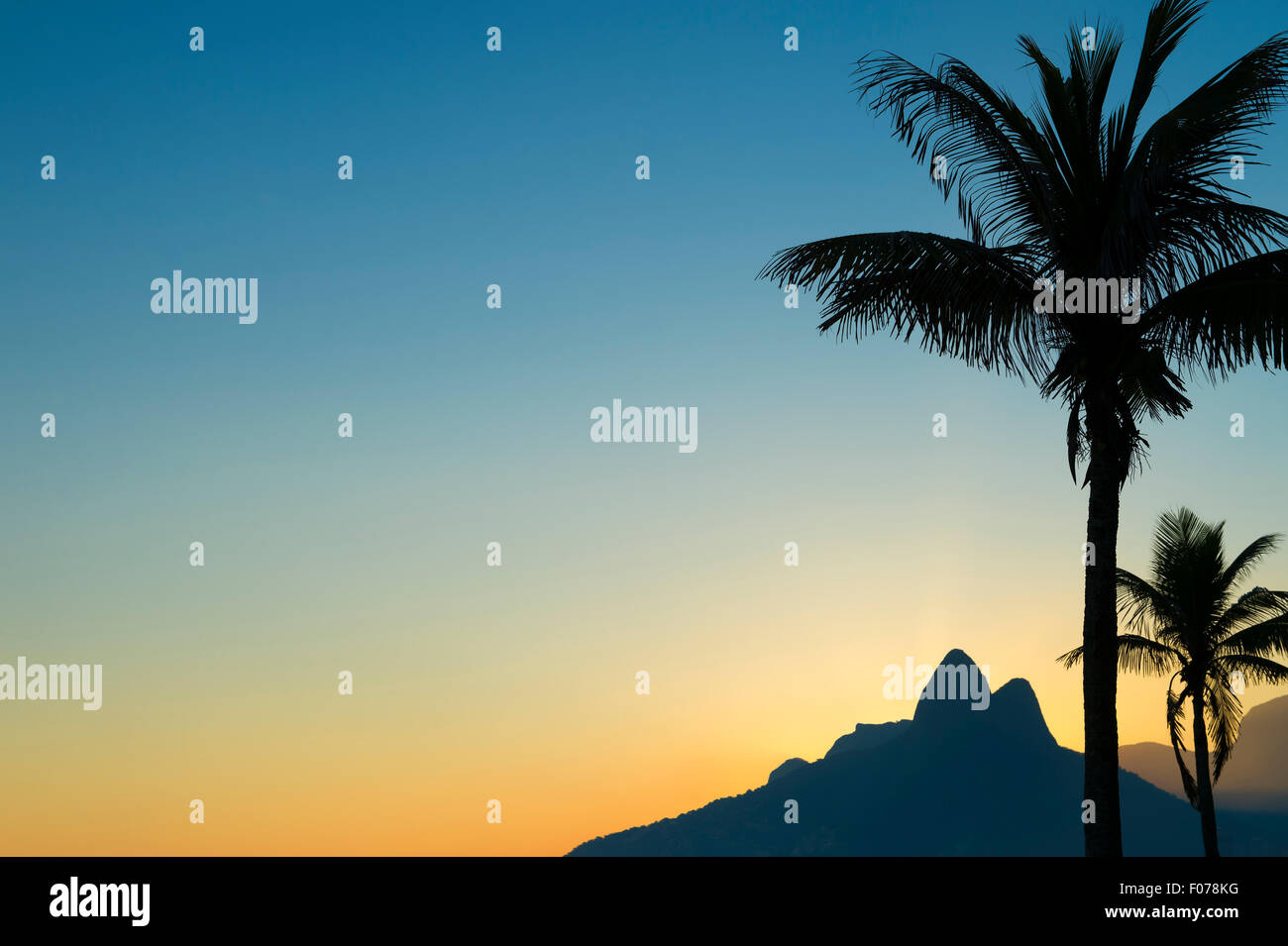 Sunset in Rio de Janeiro Ipanema Beach Brazil with Two Brothers Dois ...