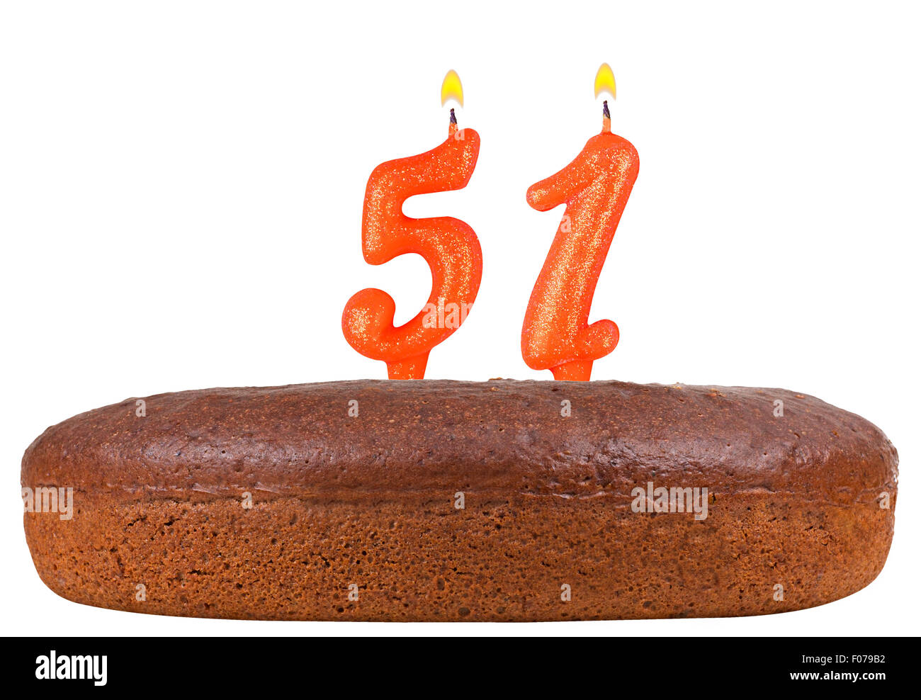 birthday cake with candles number 51 isolated on white background Stock ...