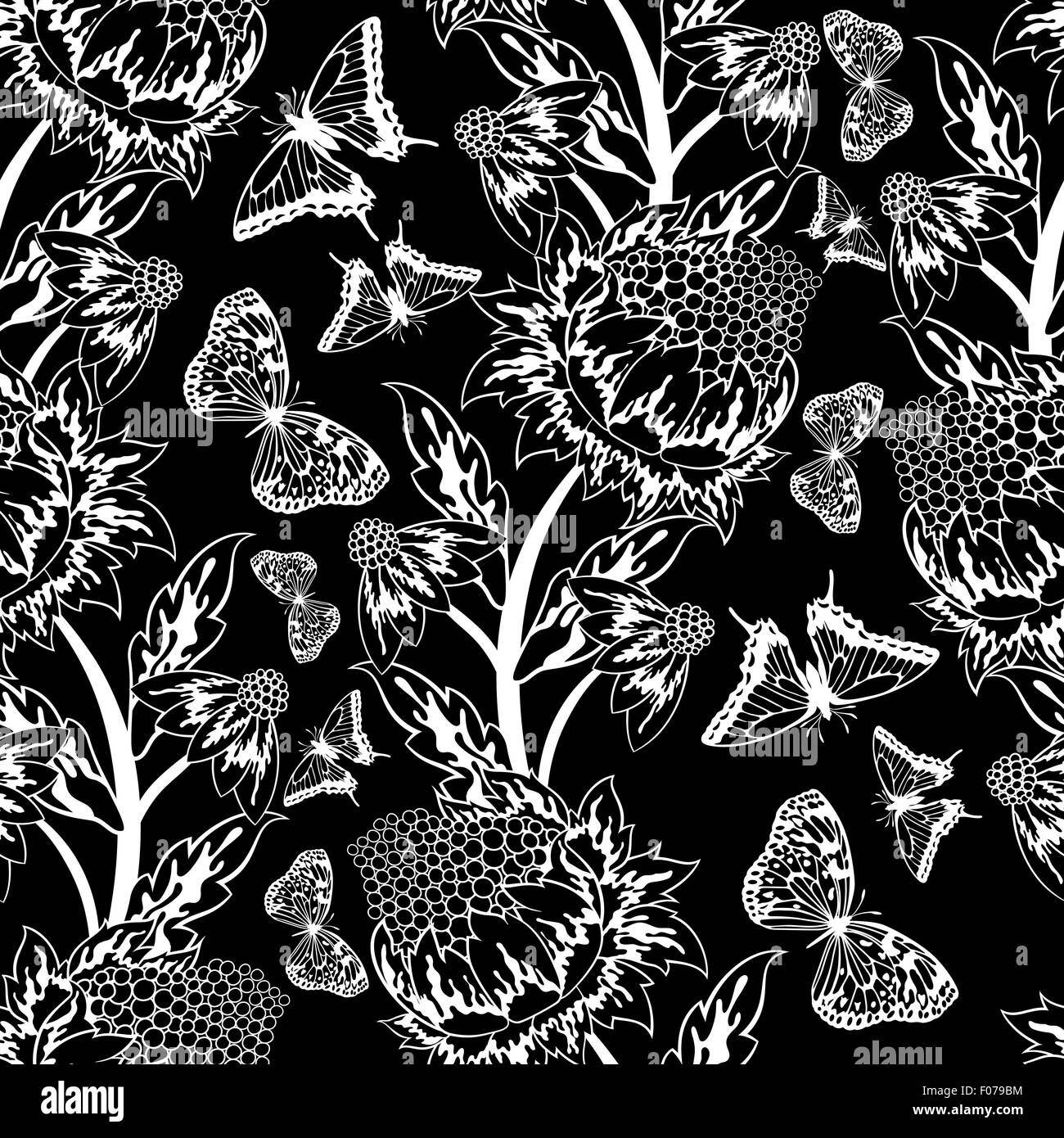 Seamless floral ornate pattern with butterflies Stock Vector Image ...