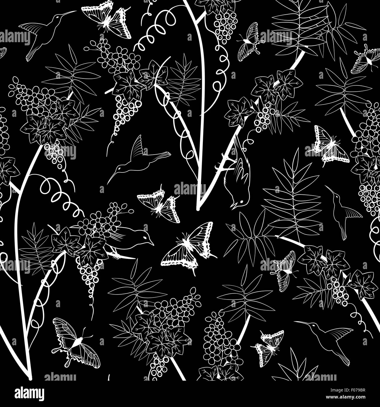 Seamless floral ornate pattern with butterflies Stock Vector Image ...