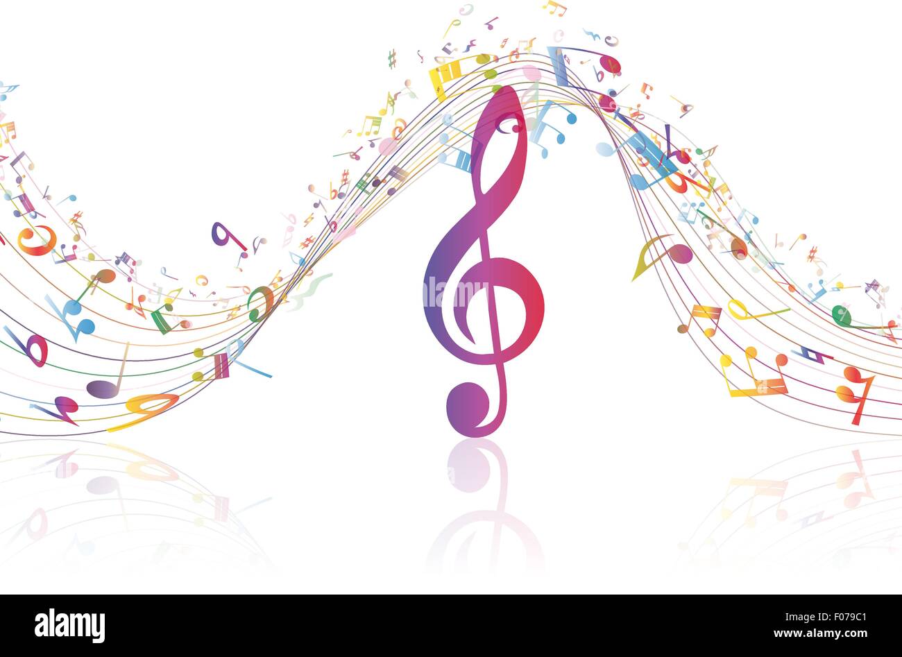 Musical Key with notes row. Illustration with transparency Stock Vector ...