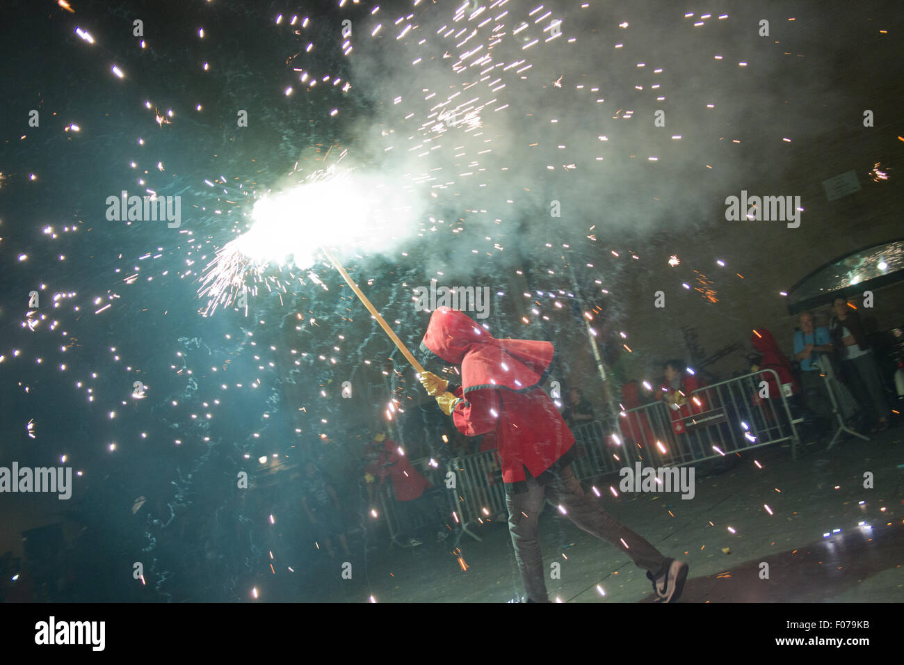 Fire devils in the Fire-Run (Correfoc) traditional celebration in the ...