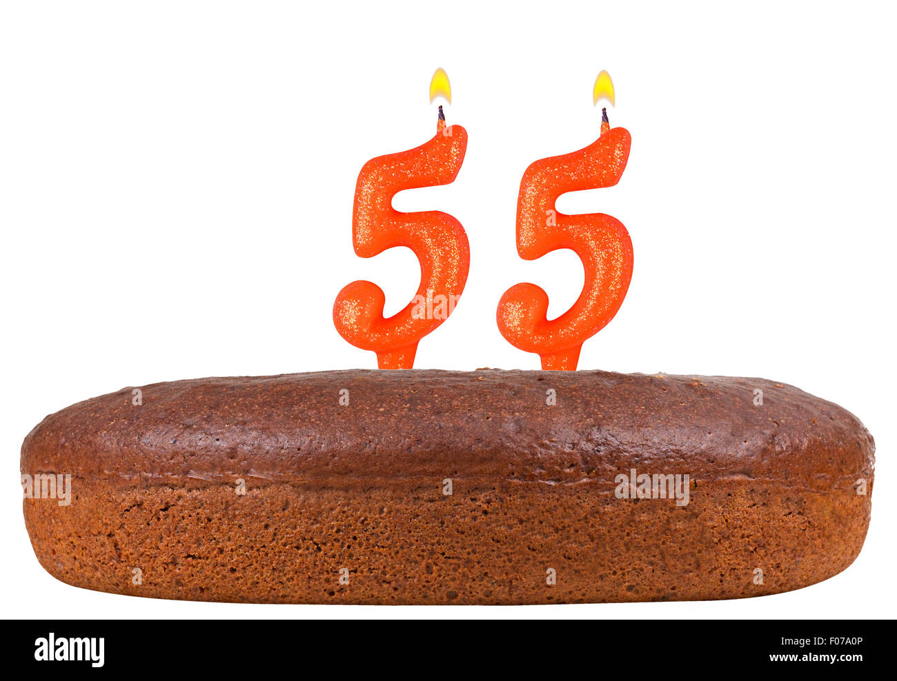 birthday cake with candles number 55 isolated on white background Stock ...