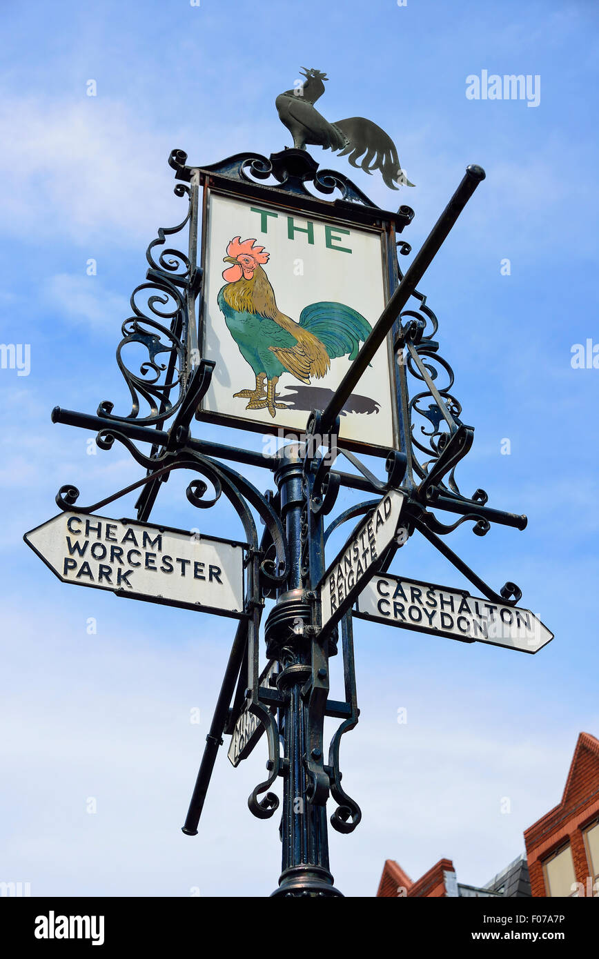 The historic Cock Sign Post, High Street, Sutton, London Borough of ...