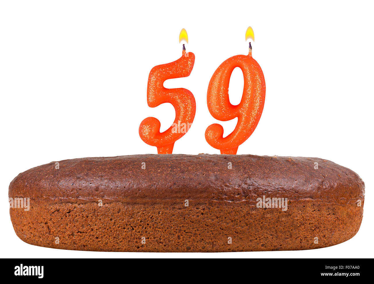 birthday cake with candles number 59 isolated on white background Stock ...