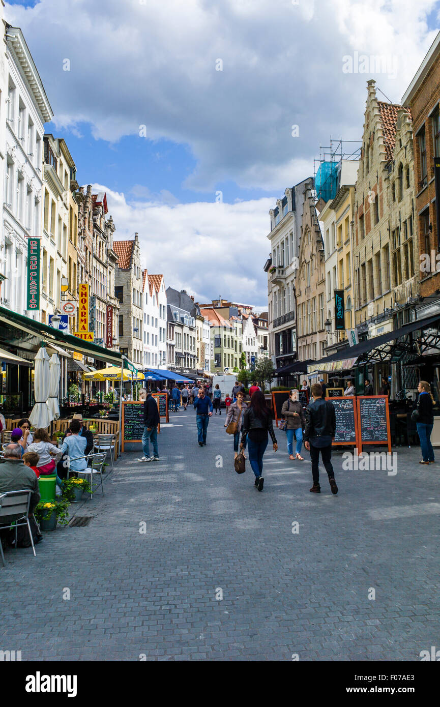 The colourful historic Hoogstraat in the centre of the old town area of ...