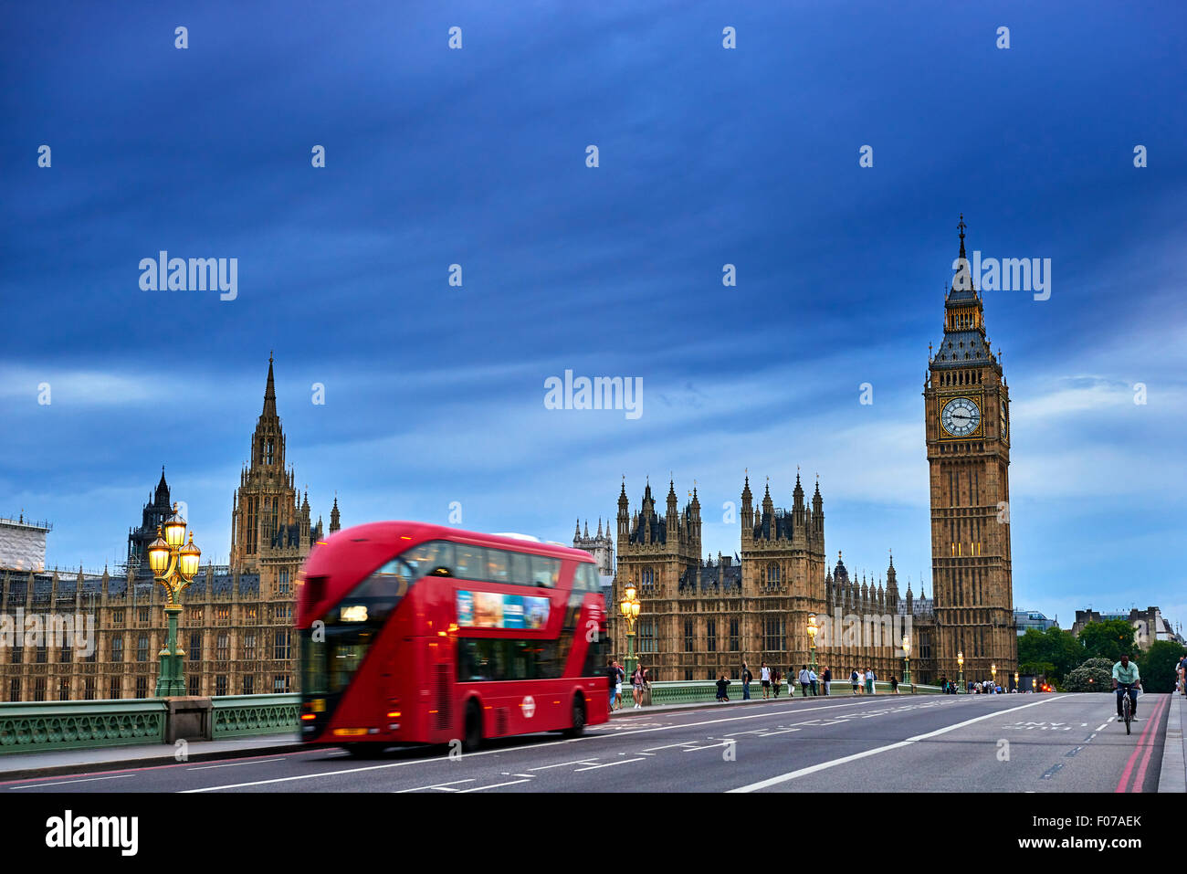 Double Decker Red Bus over the Westminster Bridge, London, United ...
