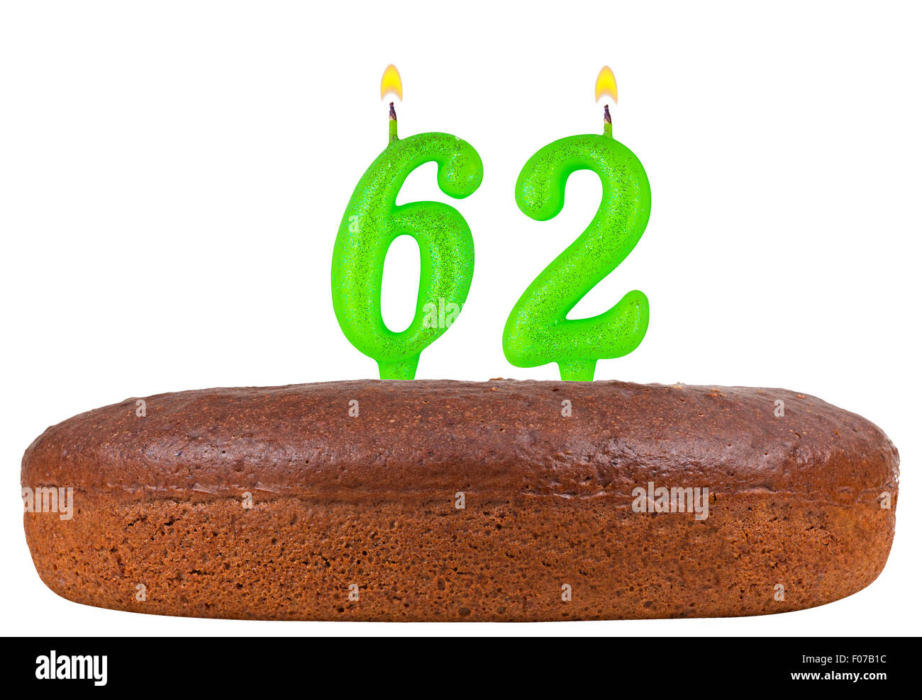 birthday cake with candles number 62 isolated on white background Stock ...