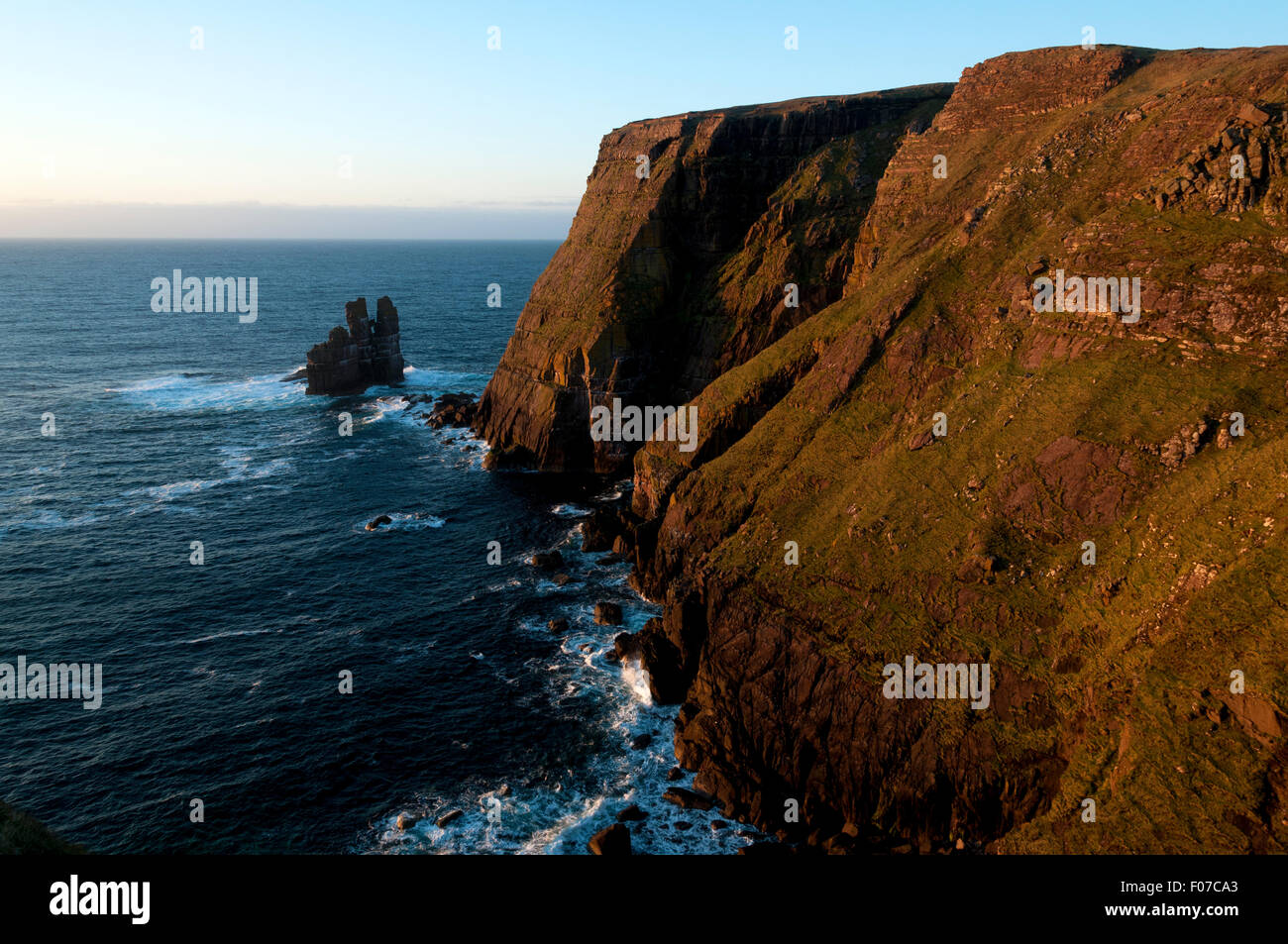 Cliffs east of Kearvaig Bay and Stack Clò Kearvaig sea stack, on the ...