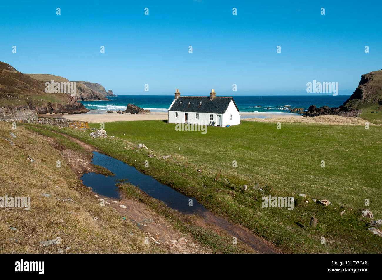 Kearvaig Bothy at Kearvaig Bay, on the north coast east of Cape Wrath ...