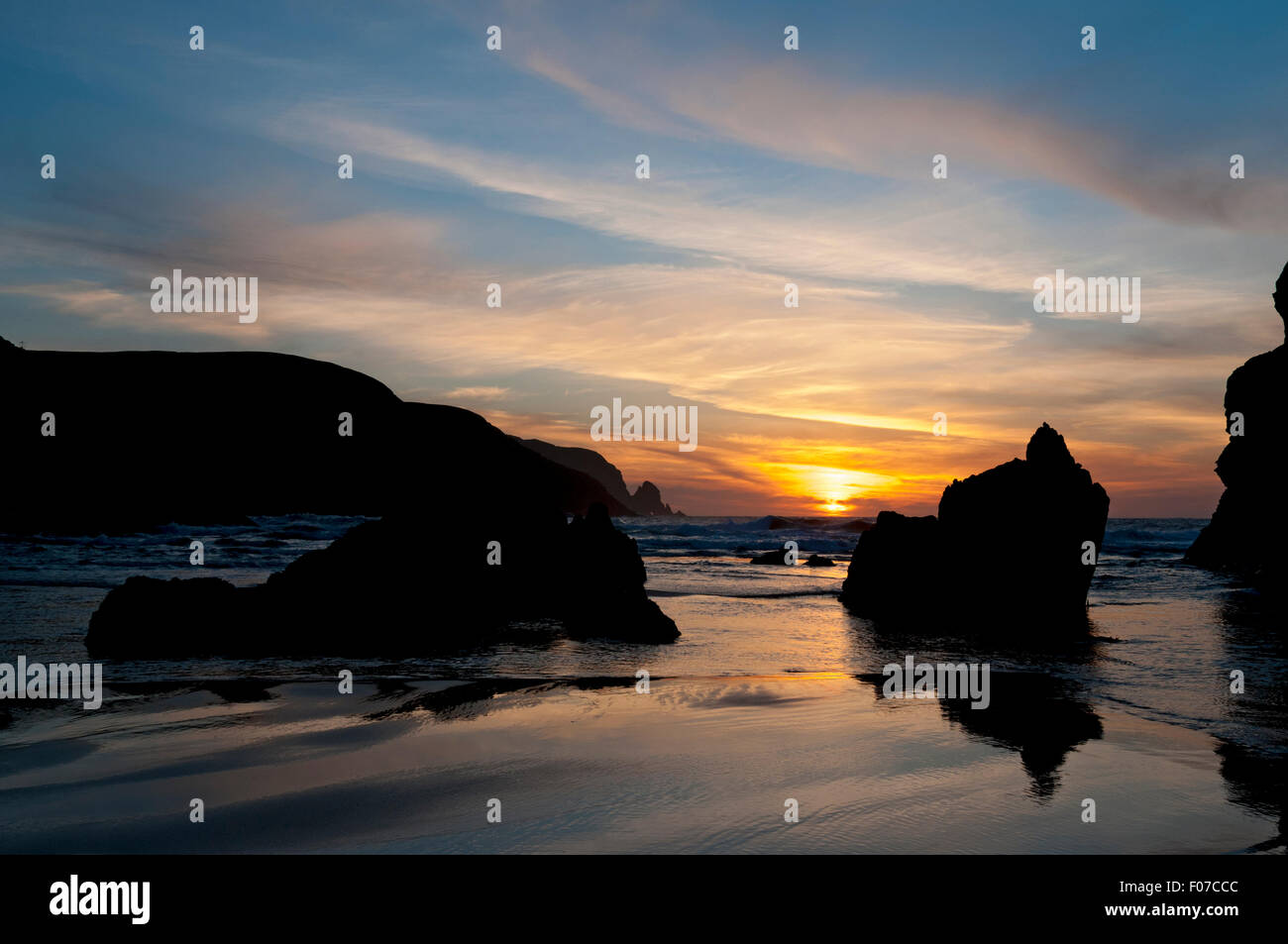 Sunset at Kearvaig Bay, on the north coast east of Cape Wrath ...