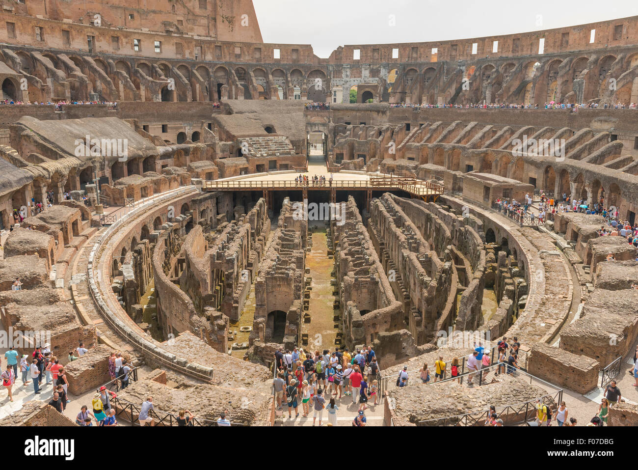 Colosseum Rome Italy, view of tourists visiting the interior of the ...